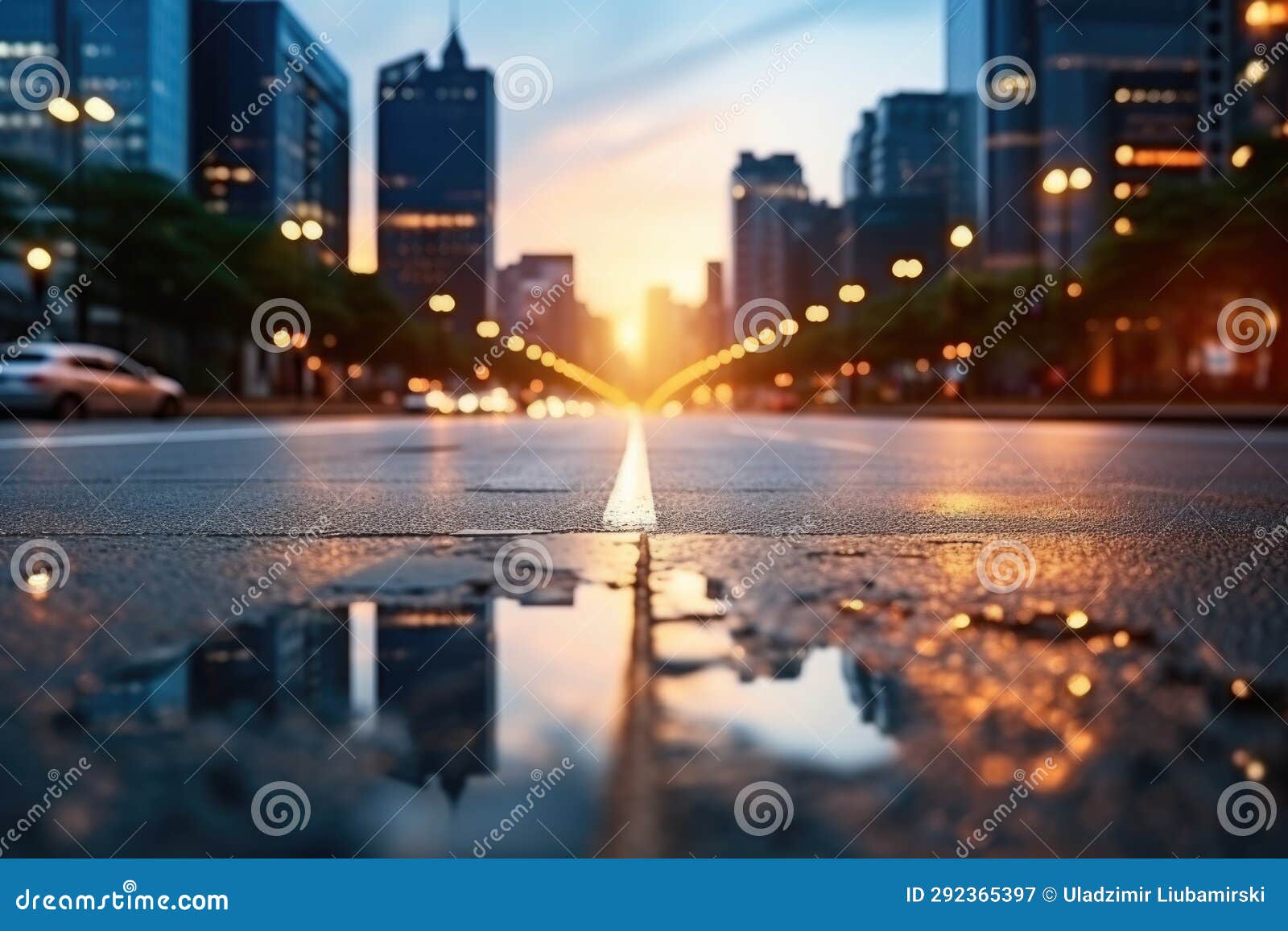 Night City, Road, View from Ground Level Stock Illustration ...
