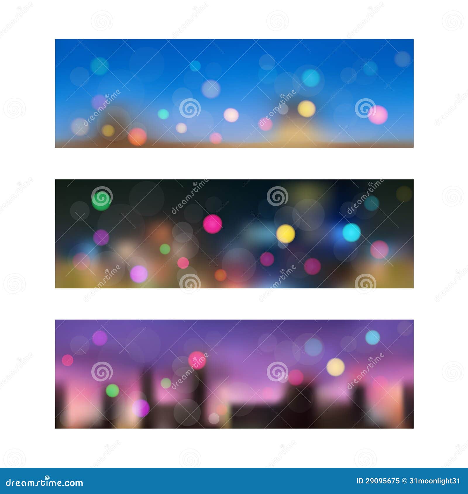 Night in City. Seamless Banners. Stock Vector - Illustration of sunset ...