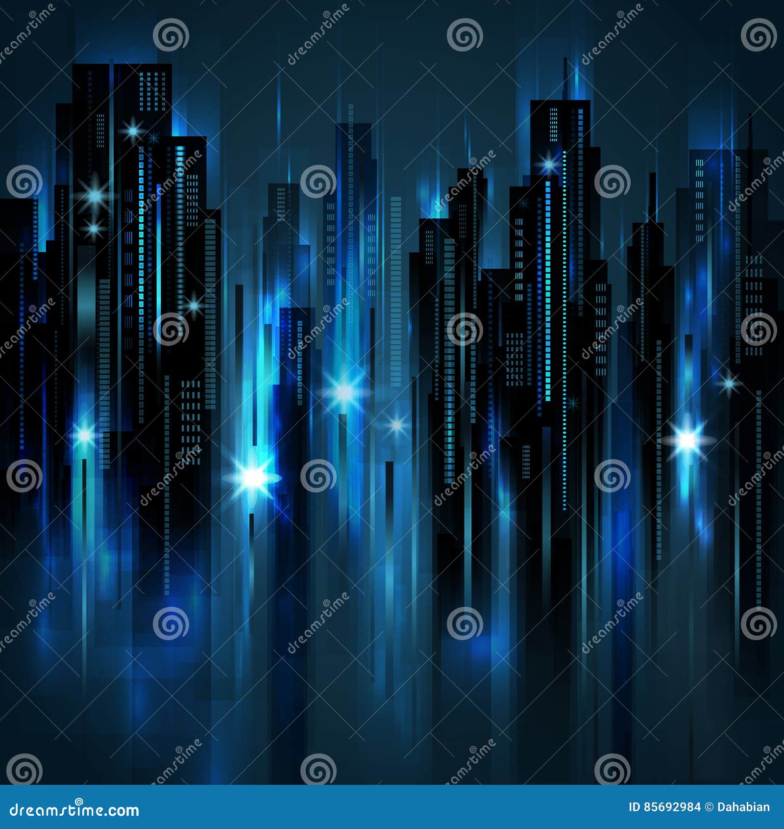 Night City Skyline , Vector Illustration Stock Vector - Illustration of ...
