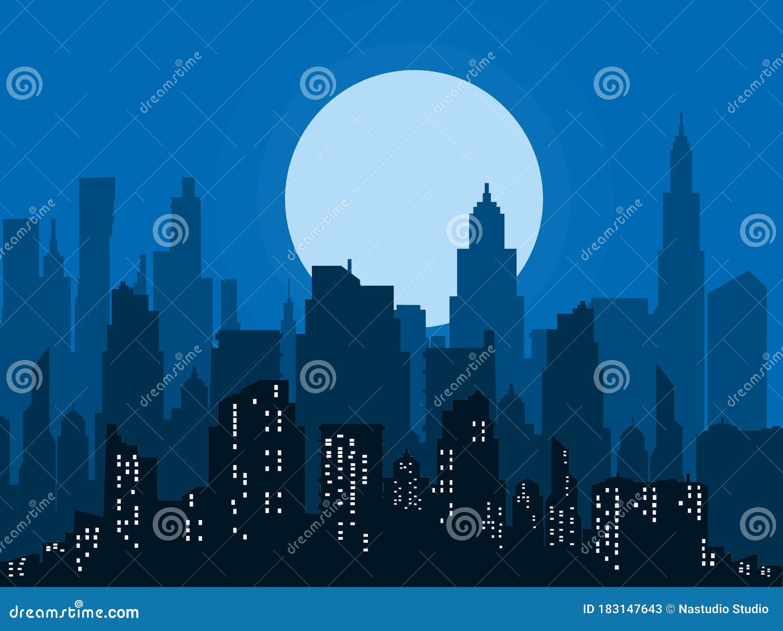 Night City Vector.Dark Urban Scape.Night Cityscape in Flat Style Stock ...