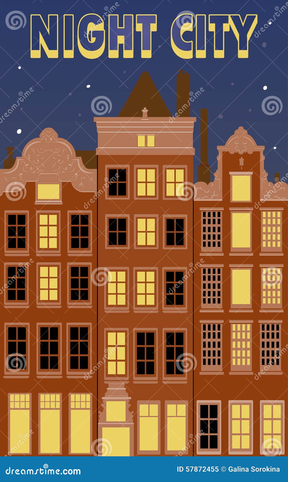 Night city stock vector. Illustration of architecture - 57872455
