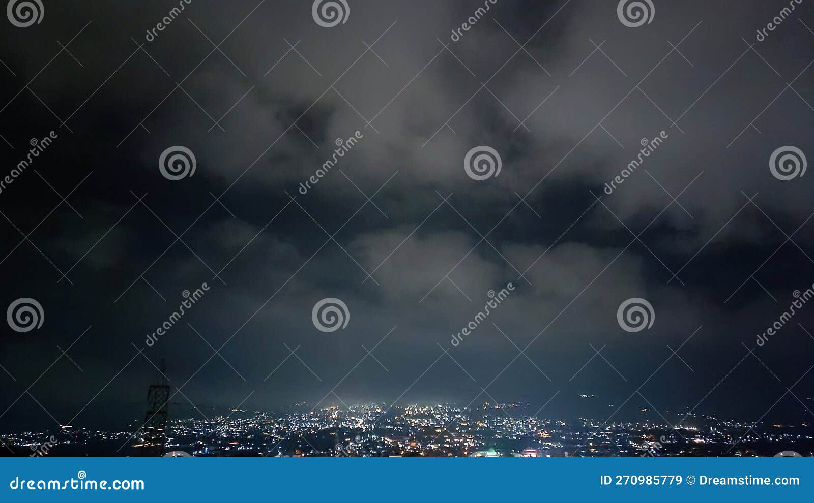 Night city view with dust stock image. Image of dusk - 270985779