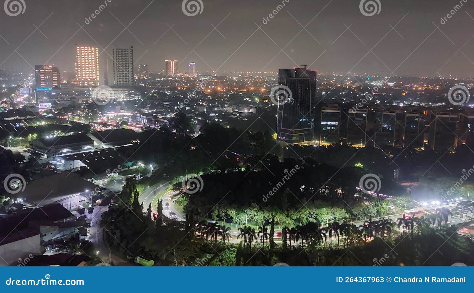 Night City View of Tangerang Editorial Stock Photo - Image of light ...