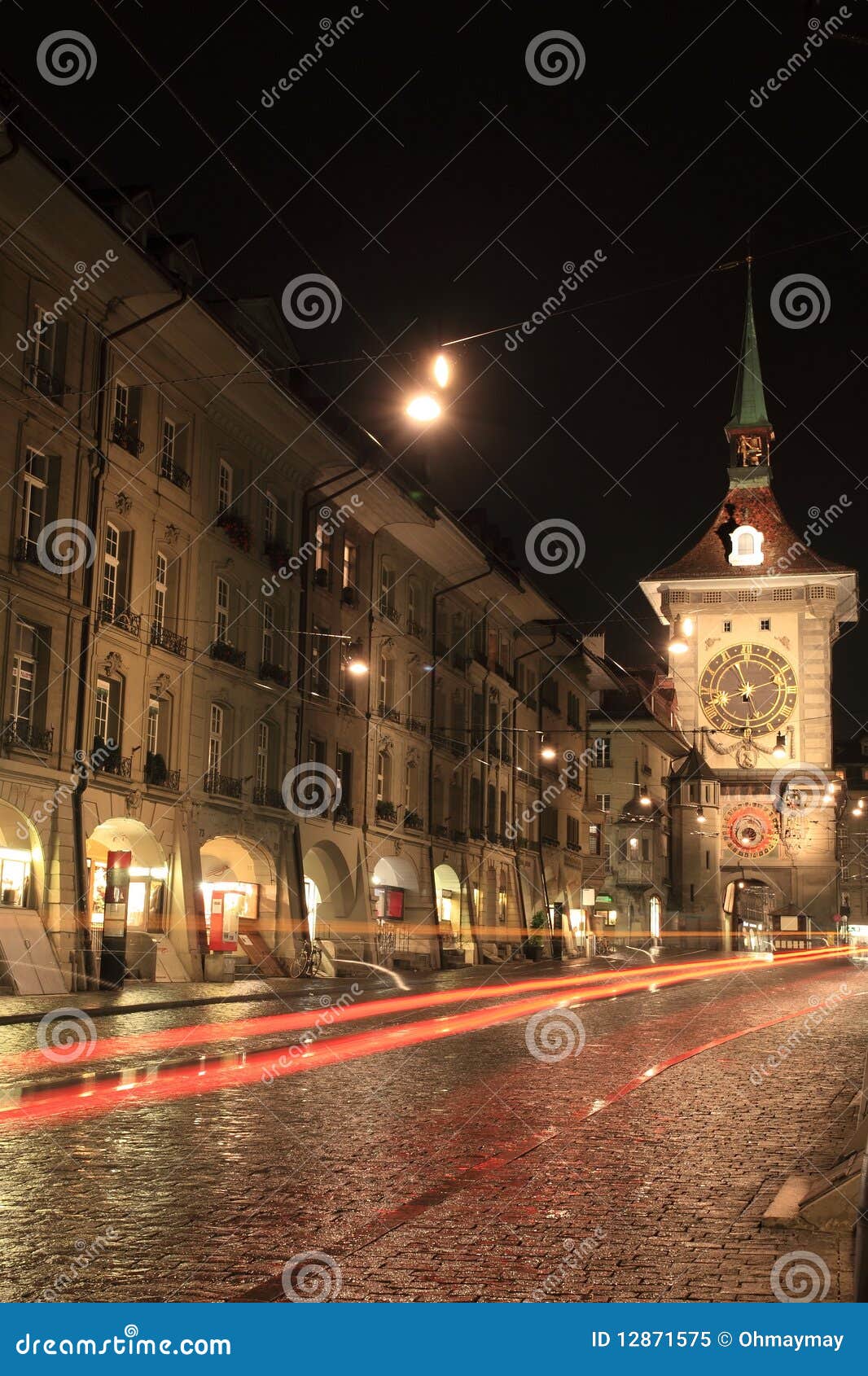 Night cityscape of Bern stock image. Image of europe - 12871575