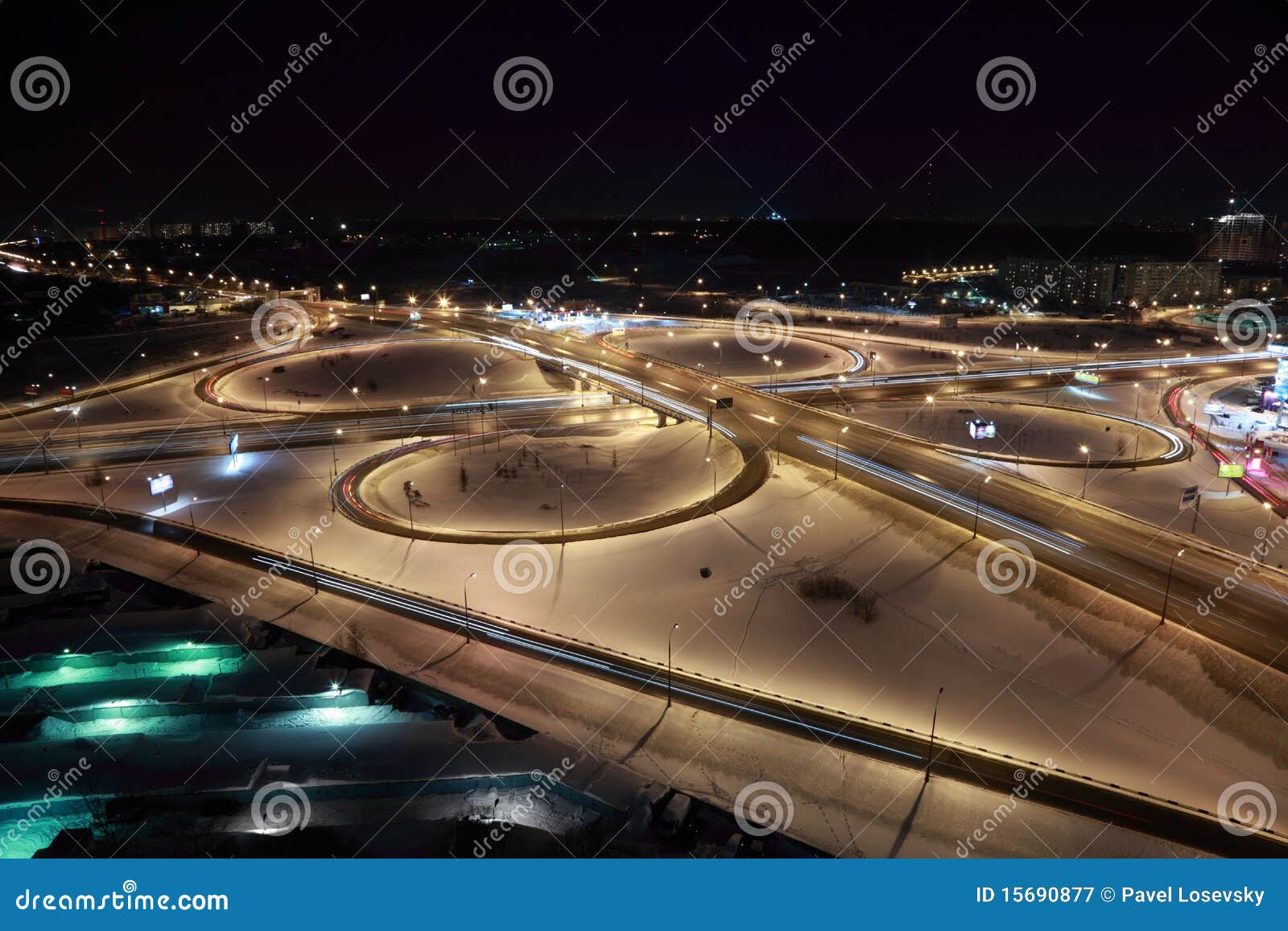 Night Cityscape with Big Interchange Stock Image - Image of building ...