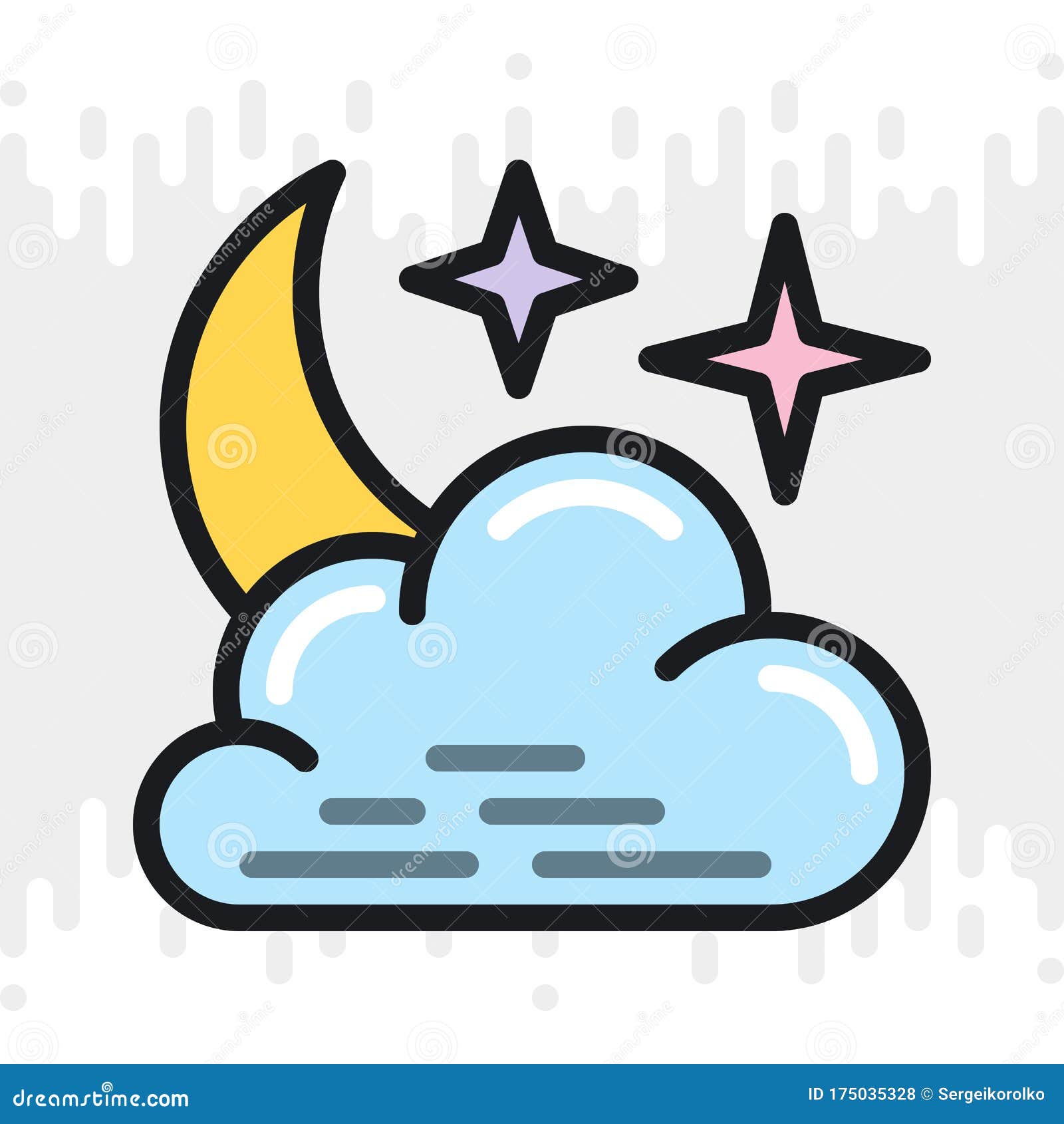 Night Cloudy Icon for Weather Forecast Application or Widget. Moon and ...