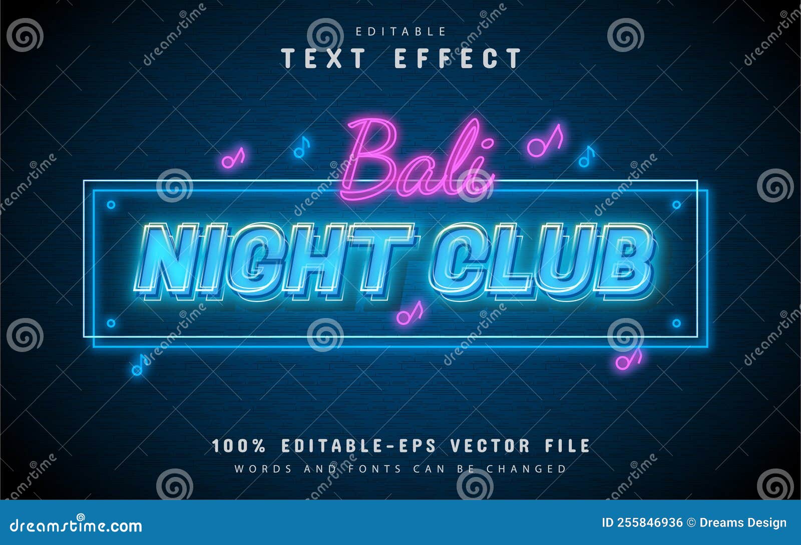 Night Club Light Text Effect Stock Vector - Illustration of design ...