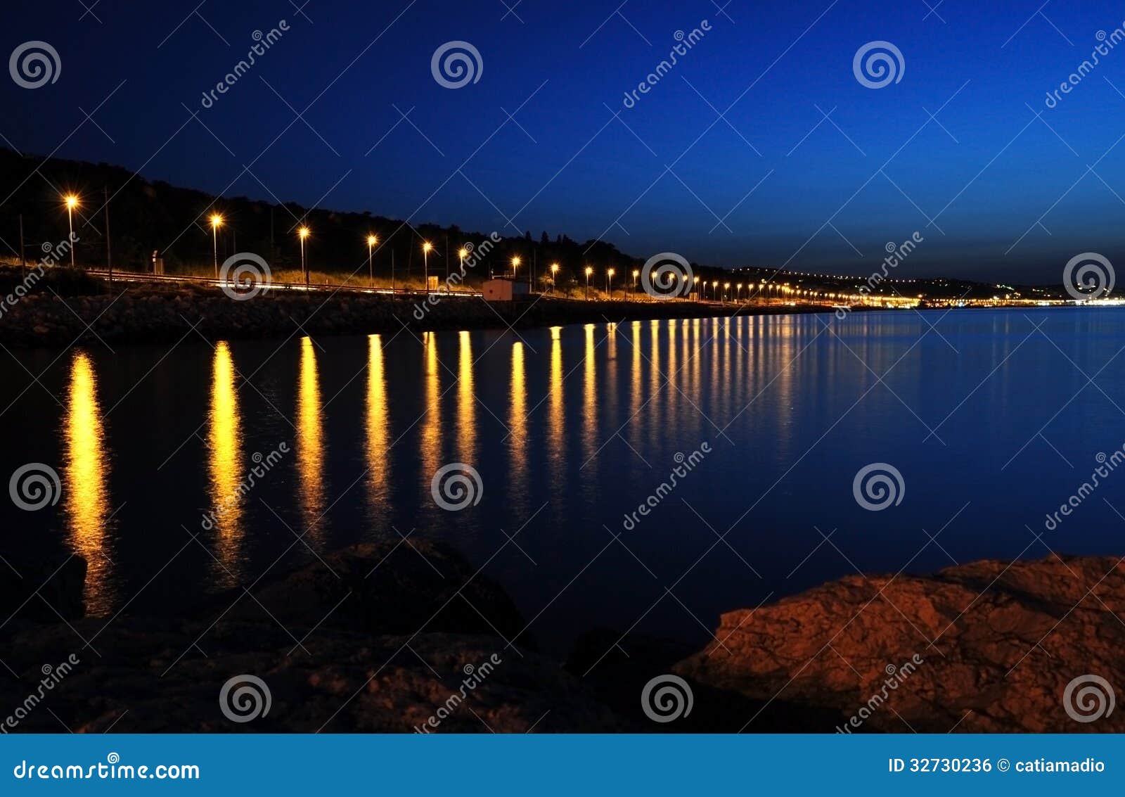 Night coast landscape stock photo. Image of coast, reflections - 32730236