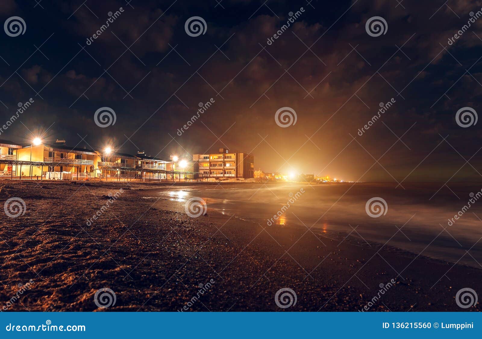 Night Coast at the Resort. Holidays, Relaxing on the Beach Stock Photo ...
