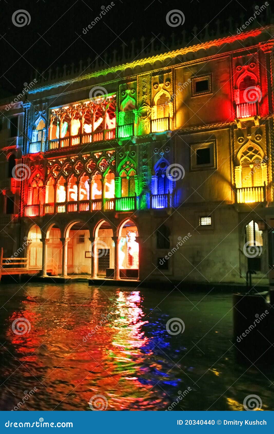 Night Color Lights of Venice Stock Photo - Image of illuminated ...