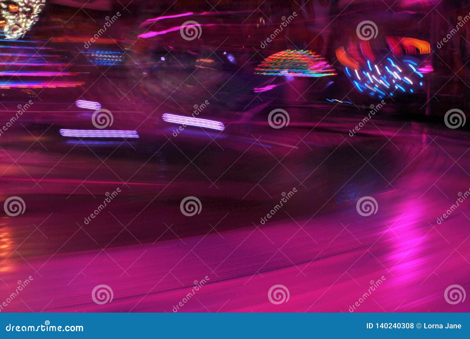 Disco Lights Synthwave Funfair Fairground Night Colors of the Amusement ...