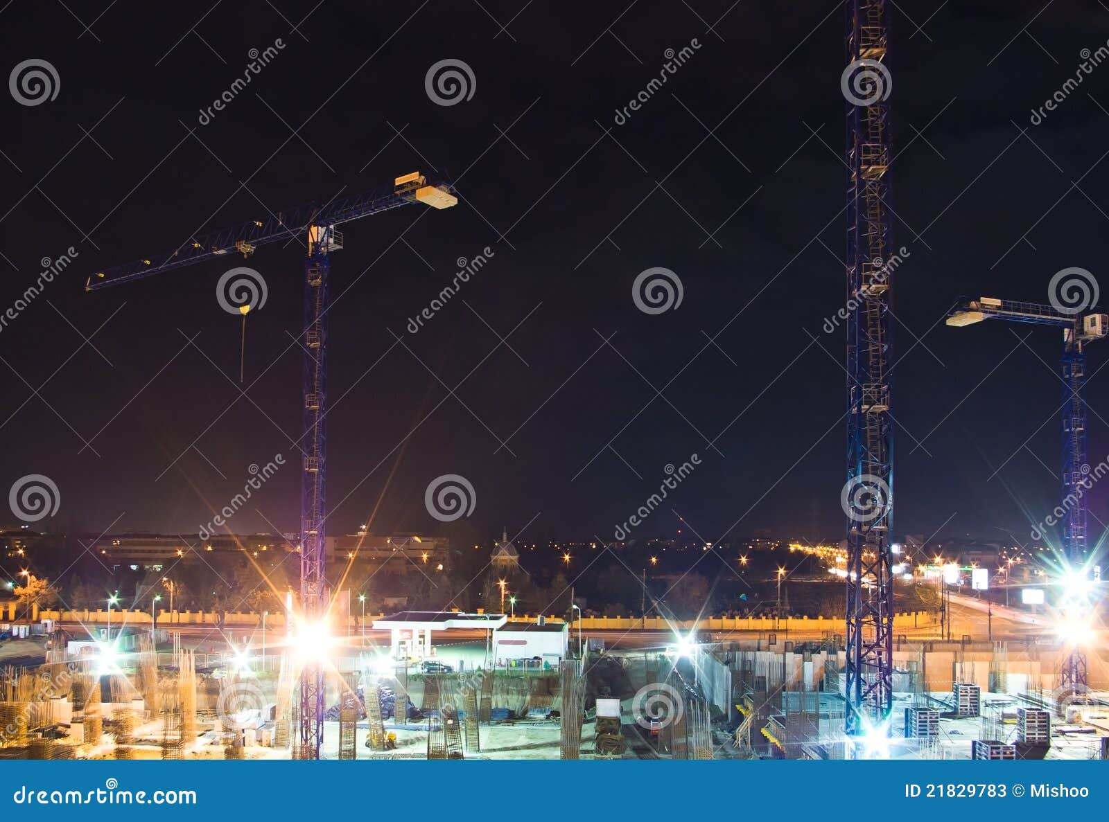 Night construction stock image. Image of crane, industrial - 21829783