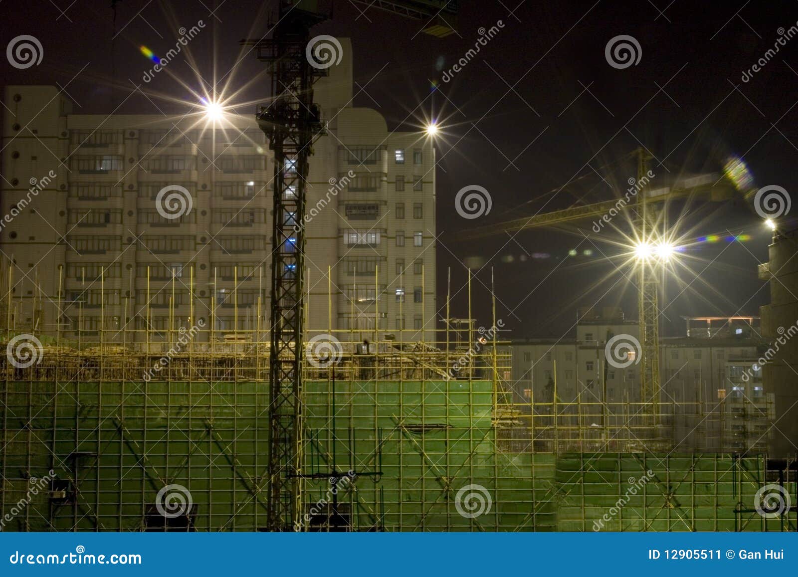 Night construction site stock image. Image of building - 12905511