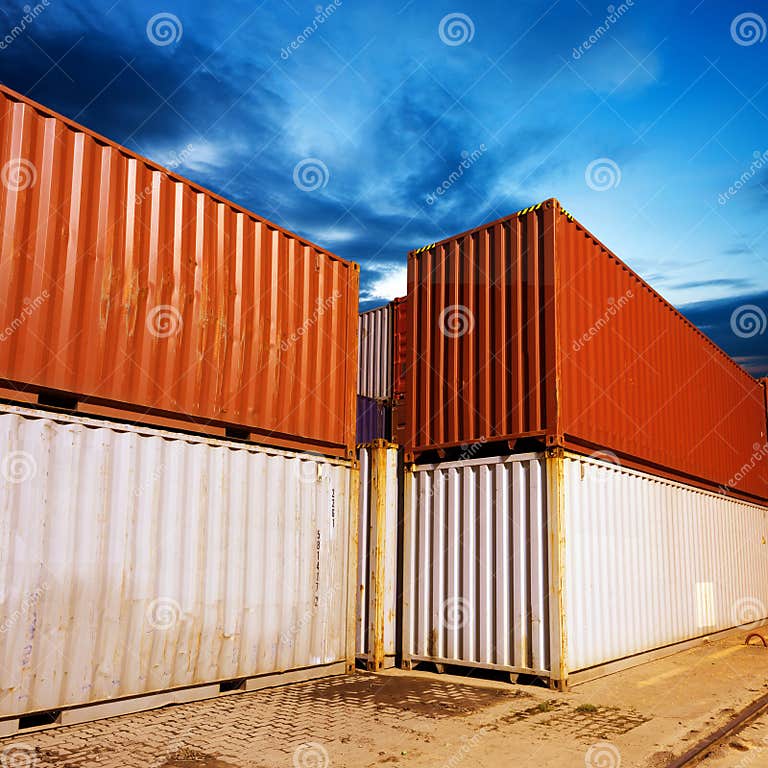 Night containers stock photo. Image of logistics, load - 41832188
