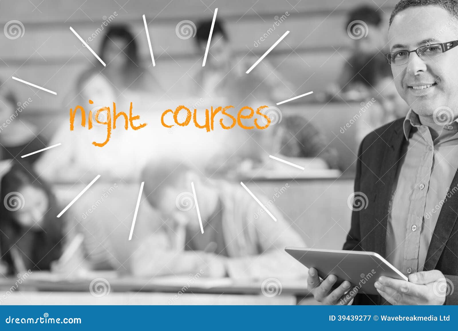 Night Courses Against Lecturer Standing in Front of His Class in ...