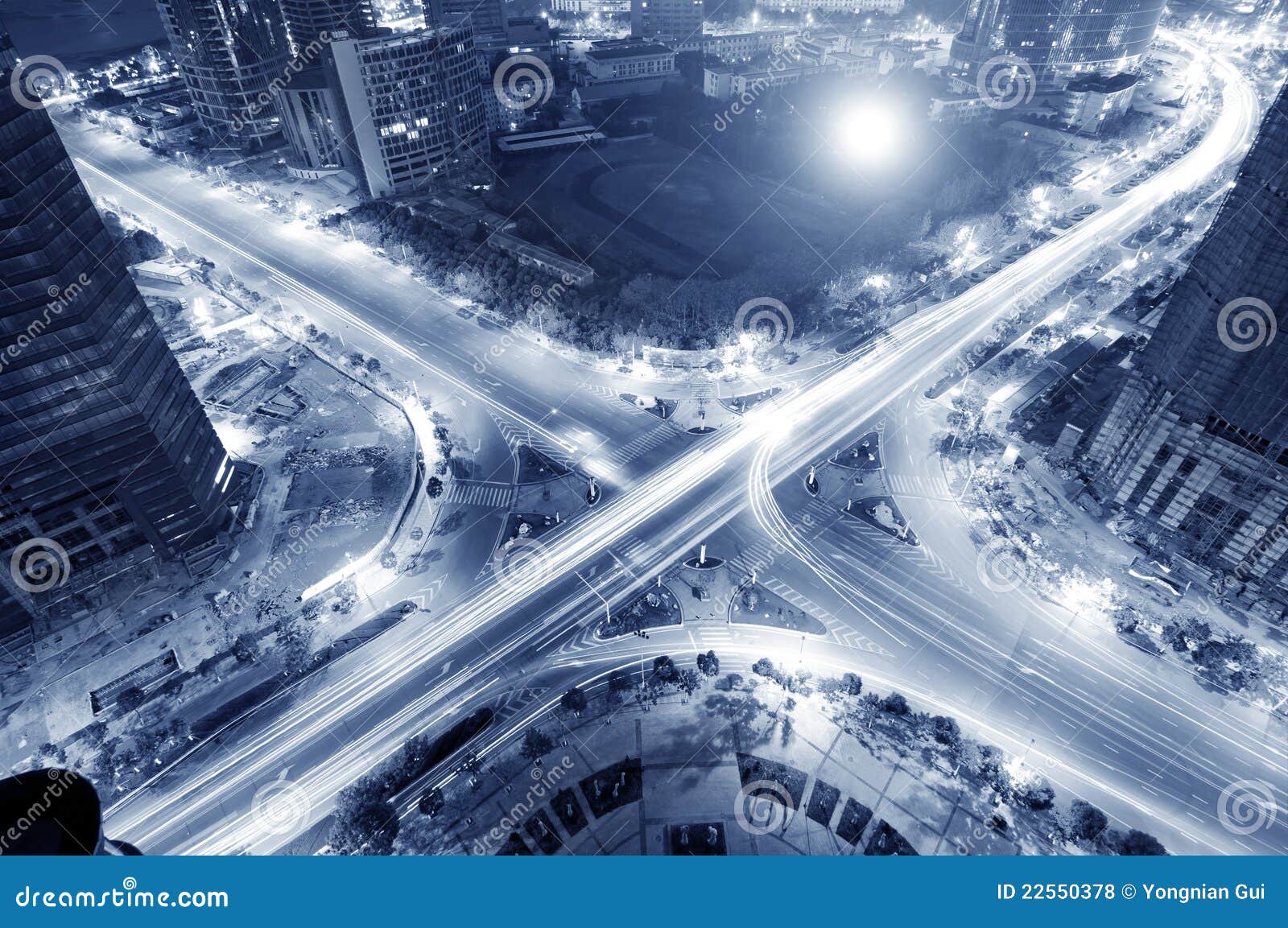 Night at the crossroads stock photo. Image of street - 22550378