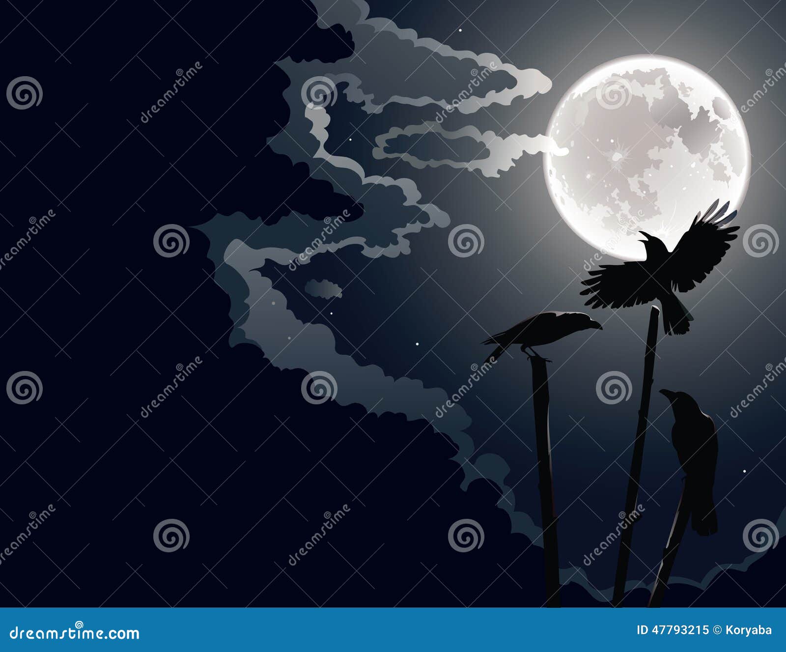 Night crows stock vector. Illustration of black, bird - 47793215