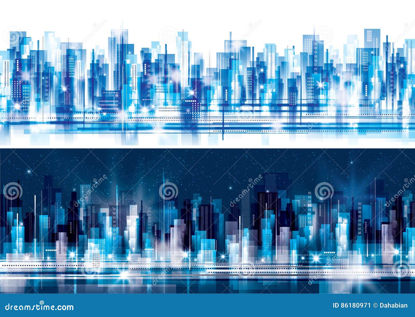 Night and Day City Skyline , Vector Illustration Stock Vector ...