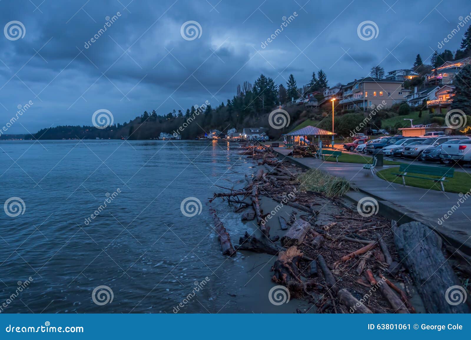 Night Descends on Dash Point 2 Stock Image - Image of point, location ...