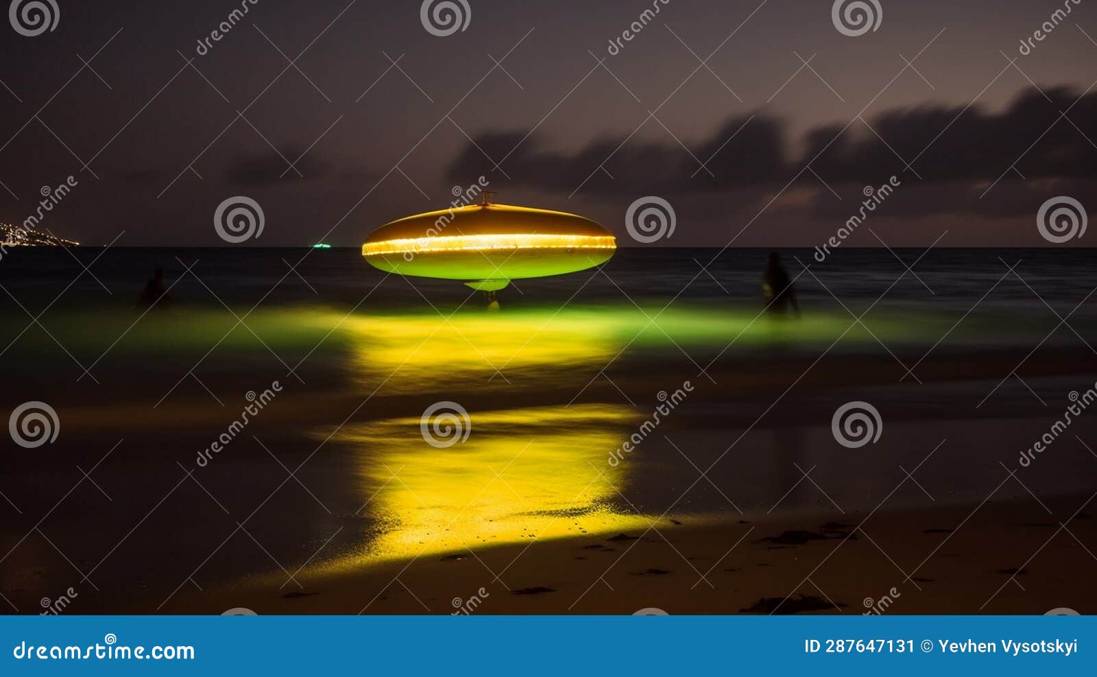 At Night on a Deserted Beach. Hovering Over the Water Stock ...