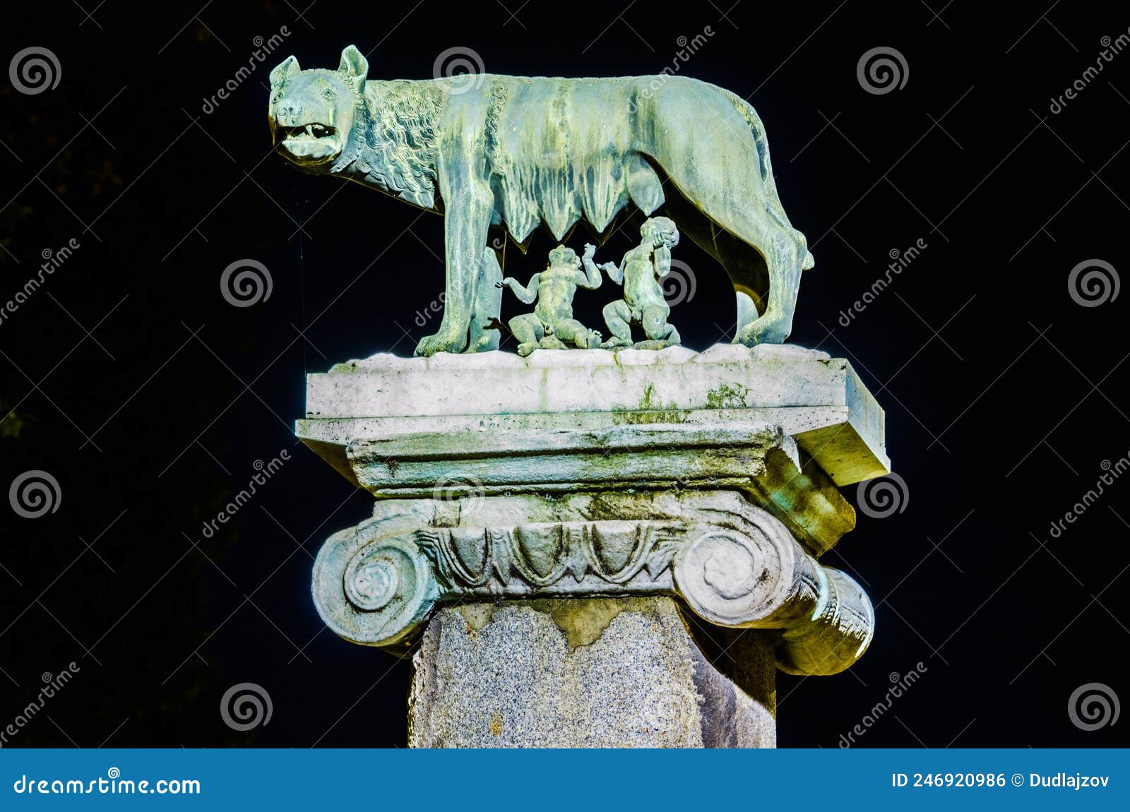 Symbol Of Rome: She-wolf Breastfeeding Romulus And , Remus Stock Photo ...