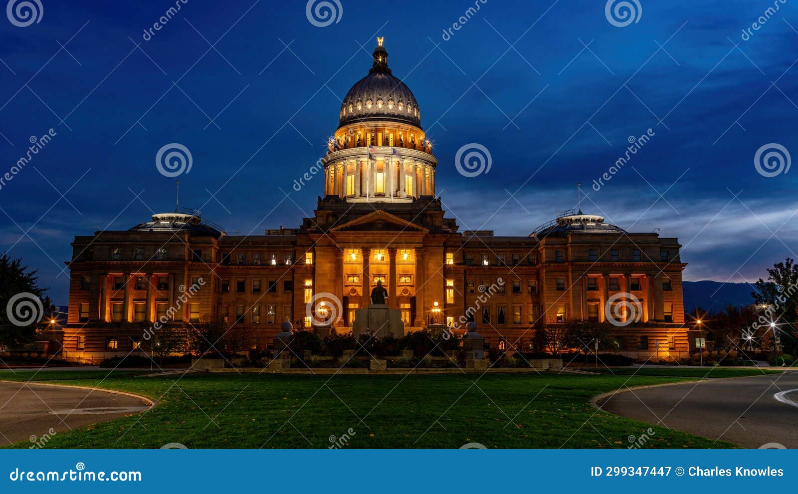 Night Downtown Boise Idaho State Capital Stock Image - Image of street ...