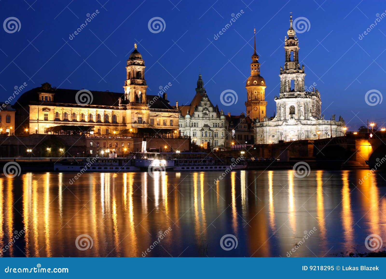 Night Dresden stock image. Image of city, germany, reflection - 9218295