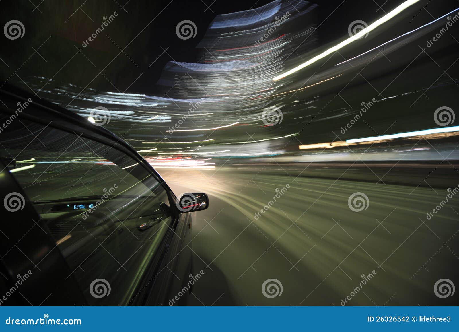 Night Drive with Car in Motion. Stock Photo - Image of equipment ...