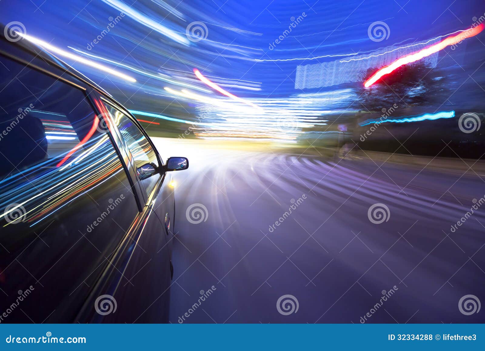 Night Drive with Car in Motion. Stock Photo - Image of traffic, land ...