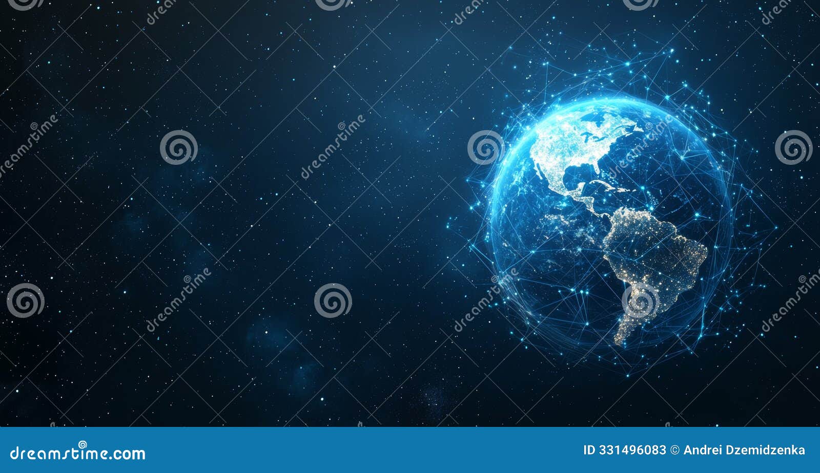 The Night Earth Global Virtual Internet World Connection of Digital ...