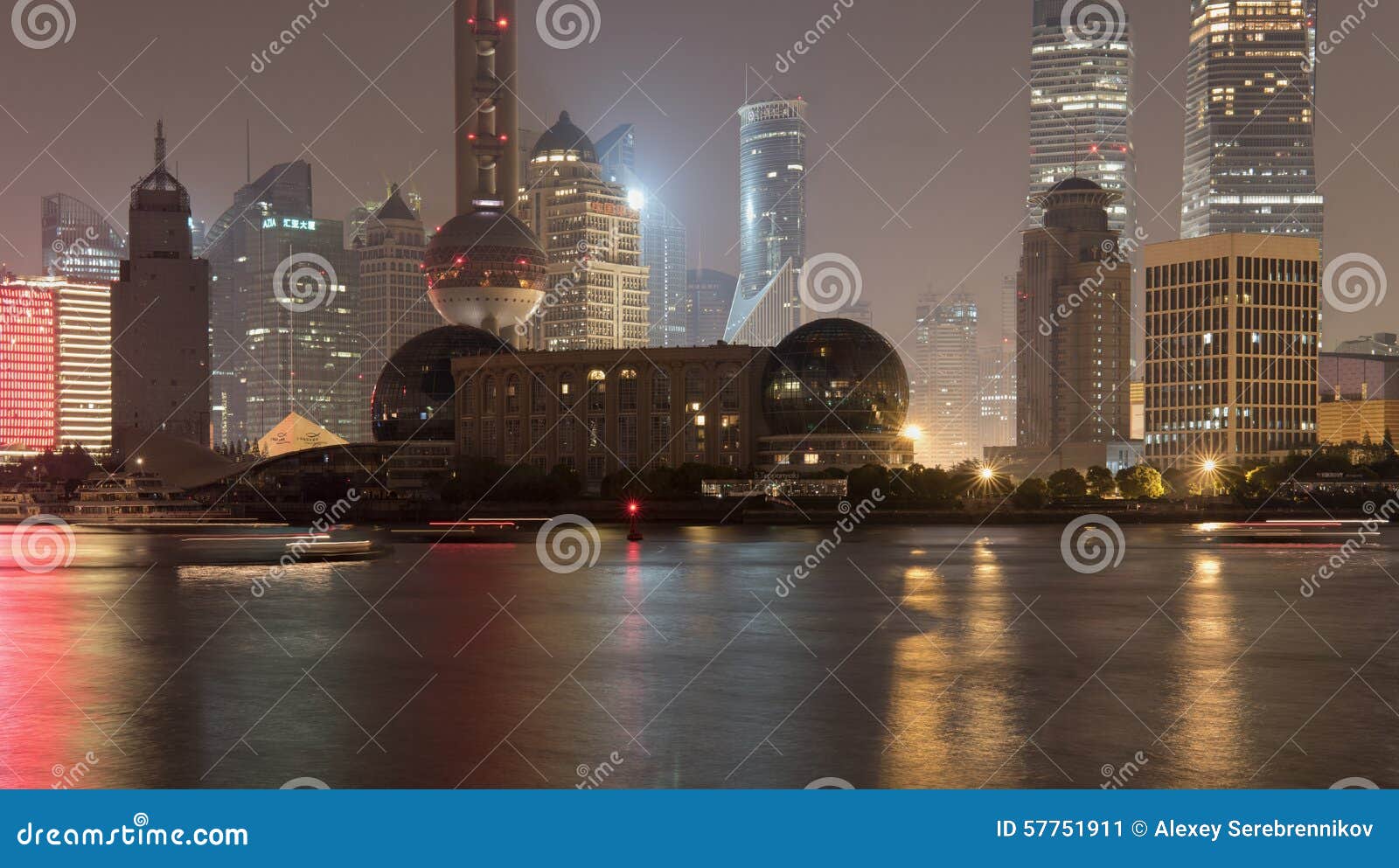 Night embankment Shanghai editorial photo. Image of equipment - 57751911