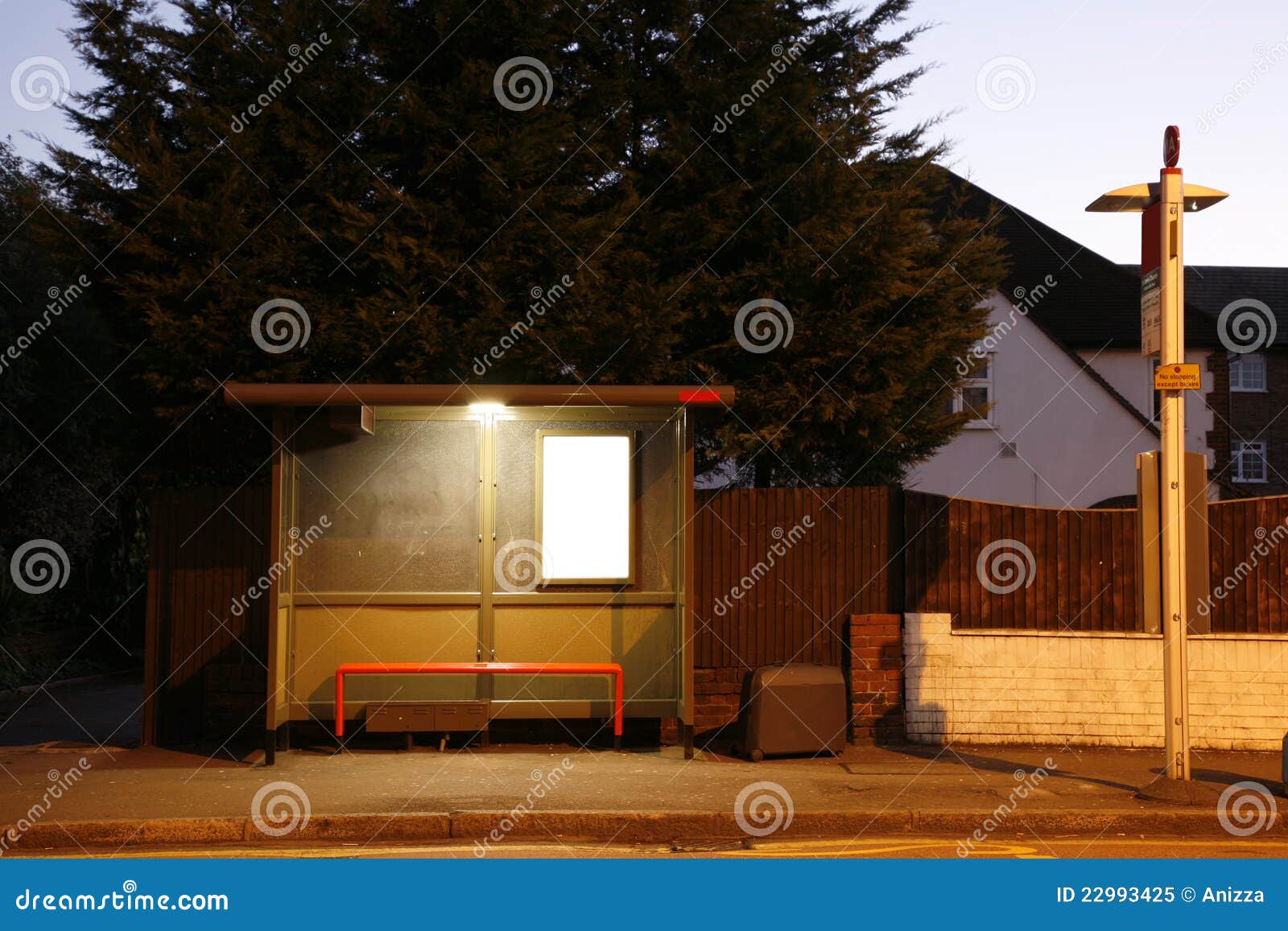 The night, empty bus stop stock image. Image of early - 22993425