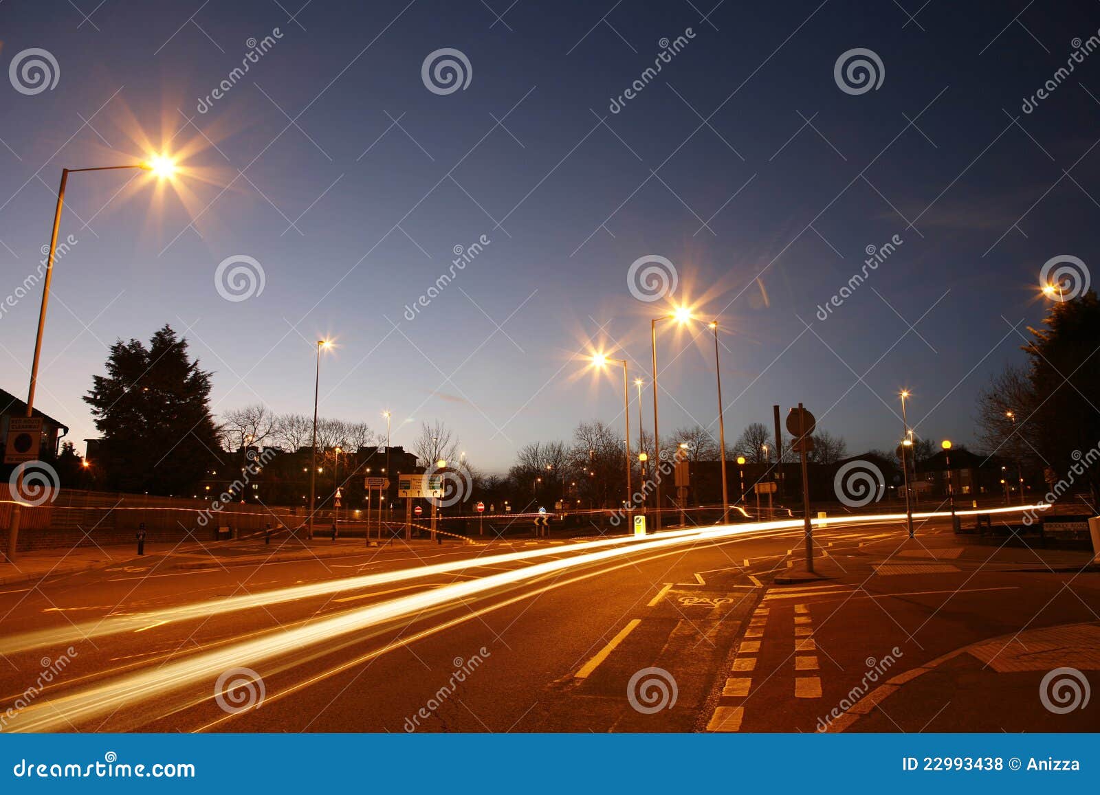The Night, Empty Road a Littlel Town Stock Photo - Image of scene, dawn ...