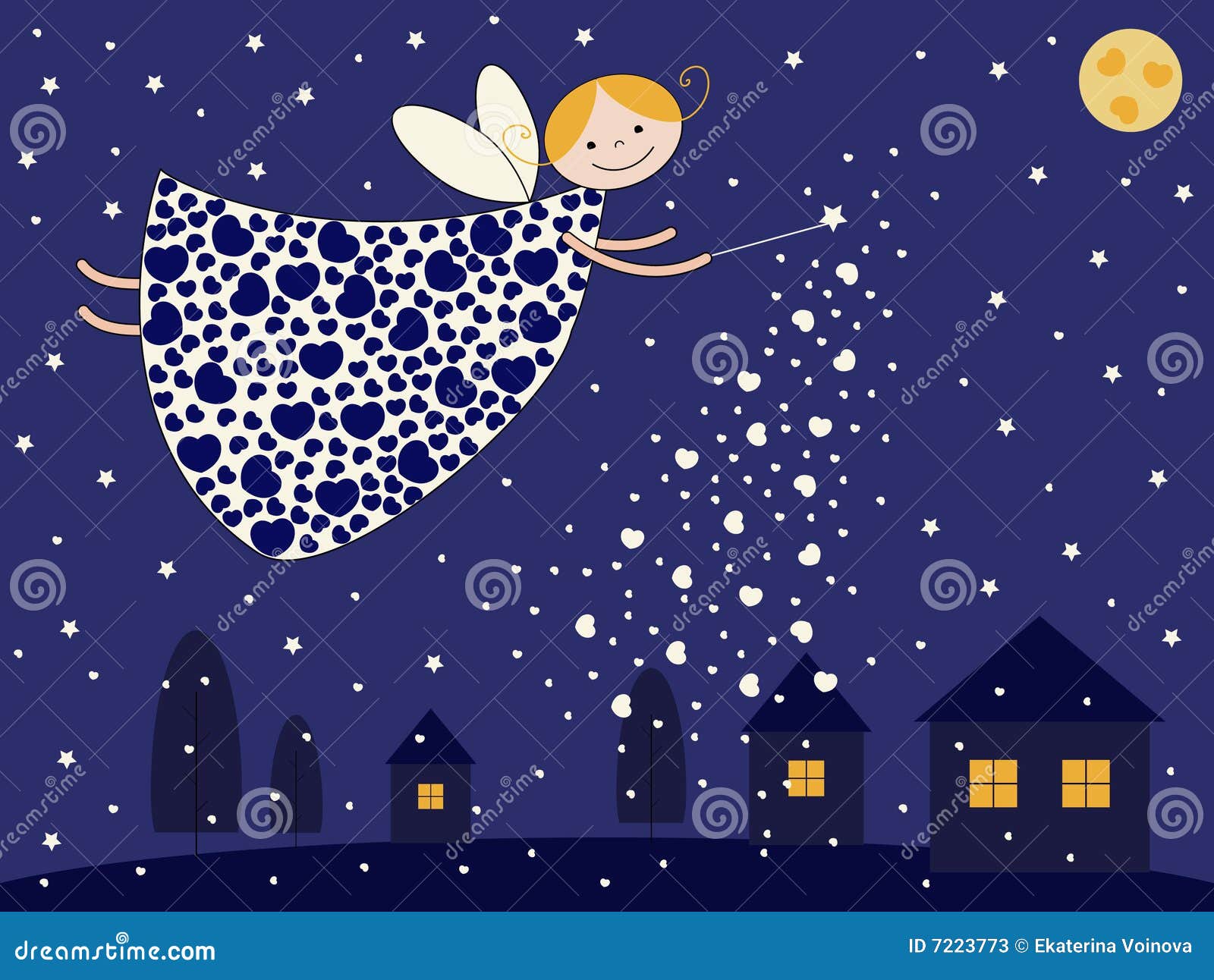 Night fairy stock vector. Illustration of moon, hearts - 7223773