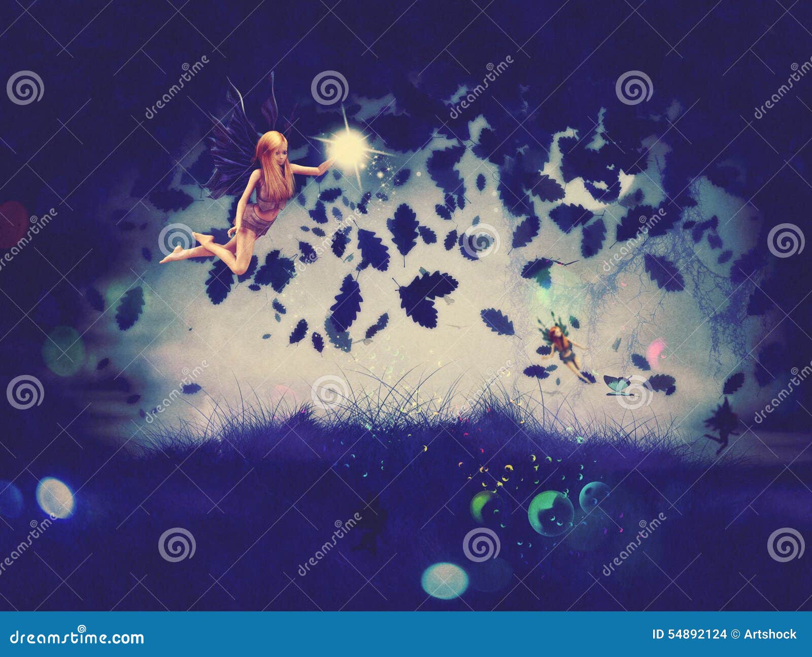 Night Fairy stock illustration. Illustration of butterfly - 54892124