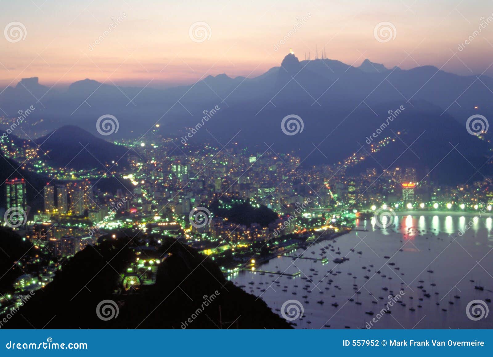 Night Falls Over Rio De Janeiro, Brazil Stock Photo - Image of beach ...