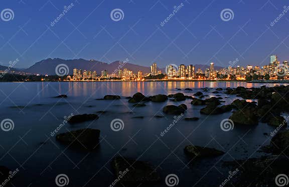 Night Falls in Vancouver, Canada Stock Photo - Image of city, boat ...