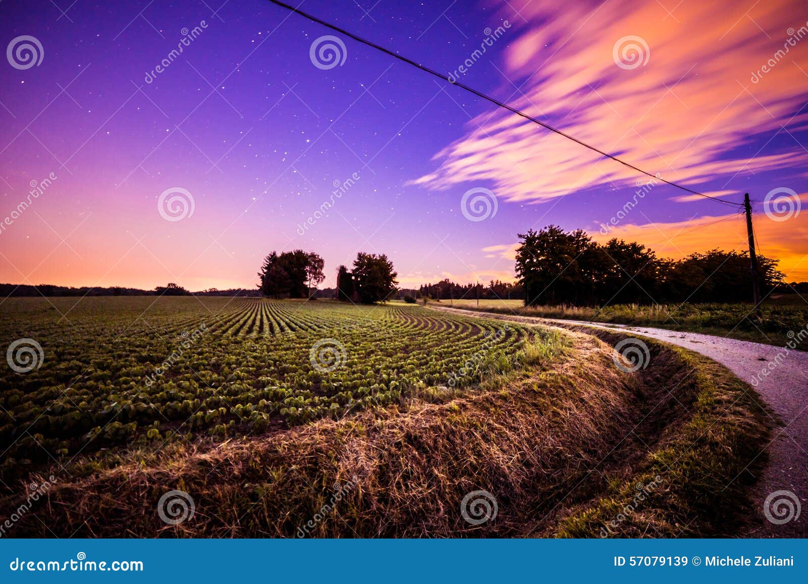 Night in the fields stock image. Image of fence, farm - 57079139