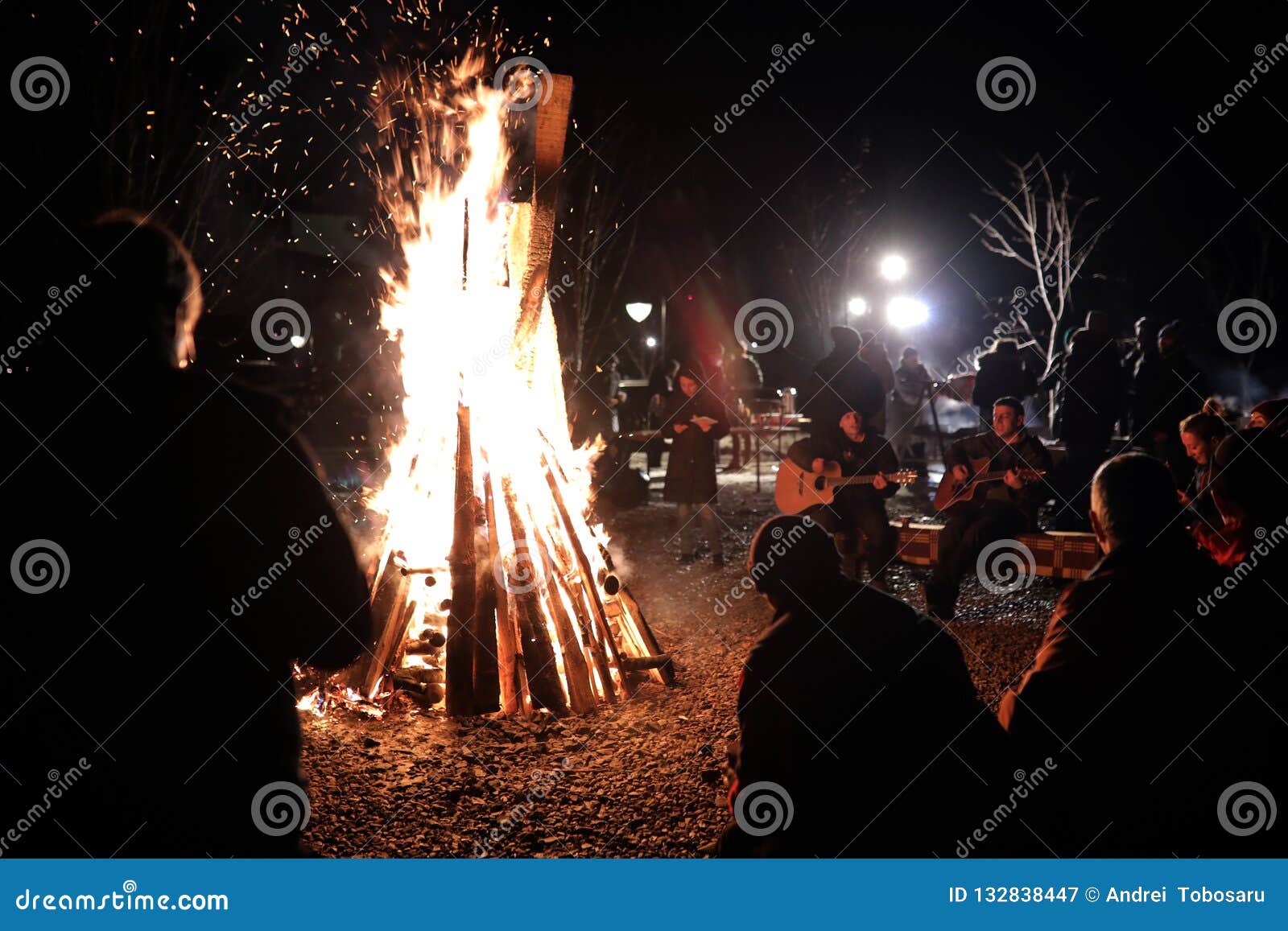 Night Fire with People Around Editorial Photography - Image of night ...