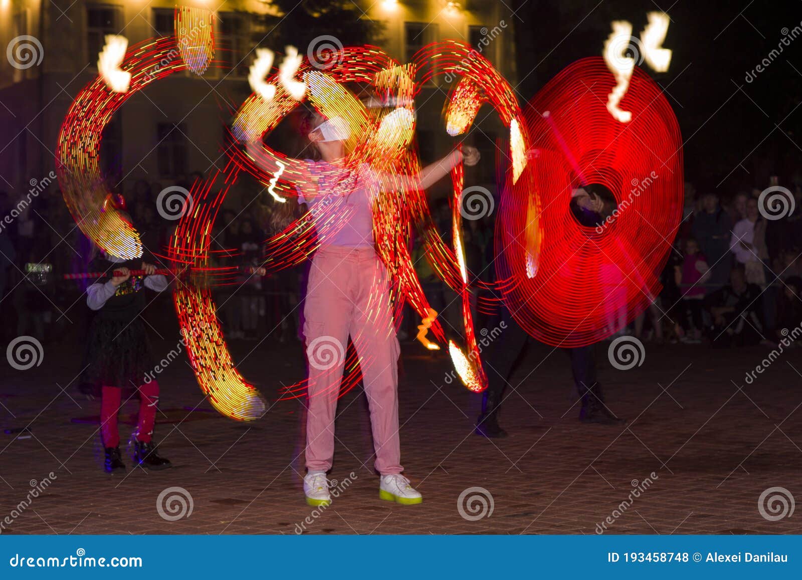 Night Fire Show on the Street Long Exposure Editorial Stock Photo ...