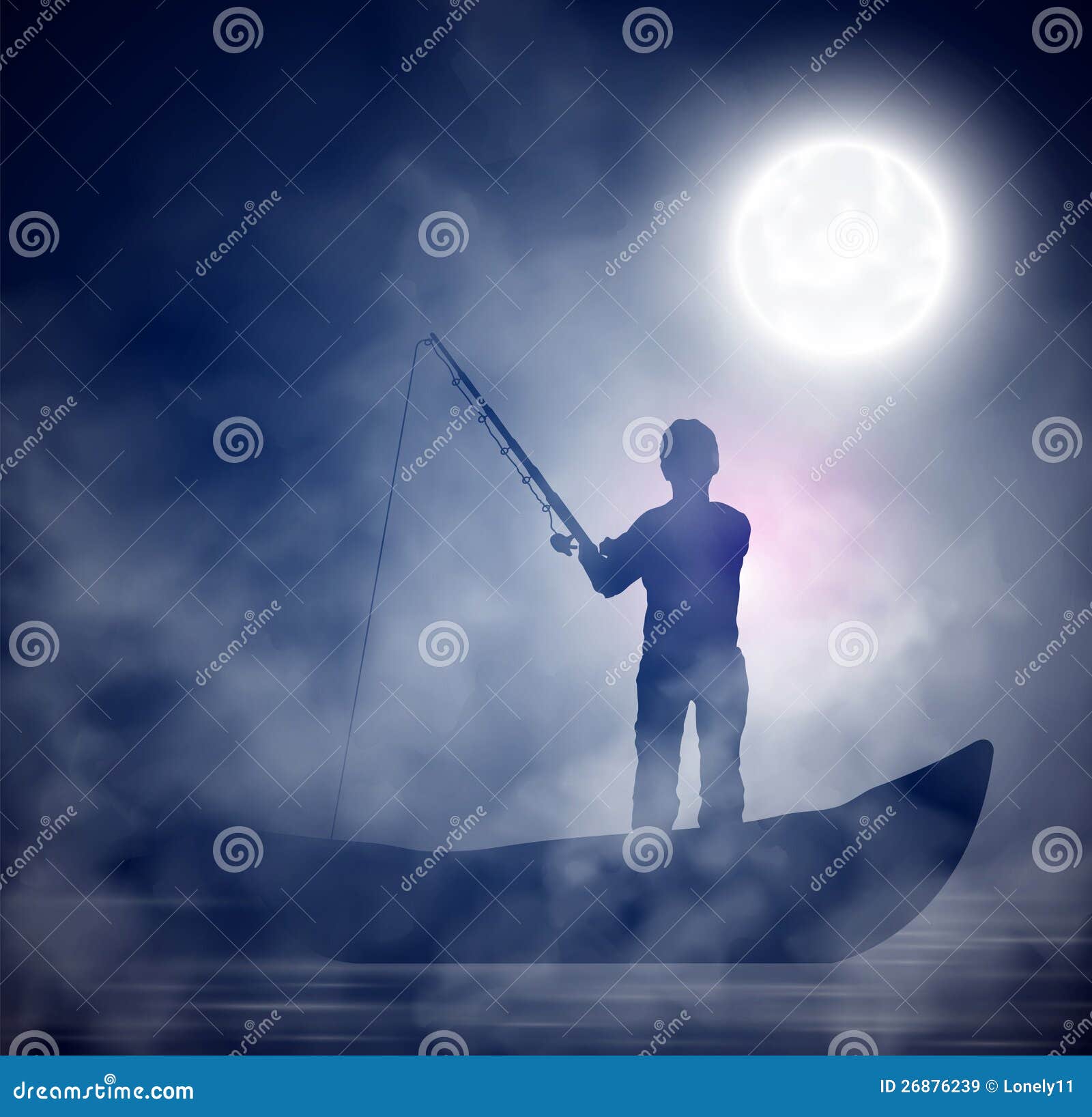 Night fishing stock vector. Illustration of hobby, fisherman - 26876239