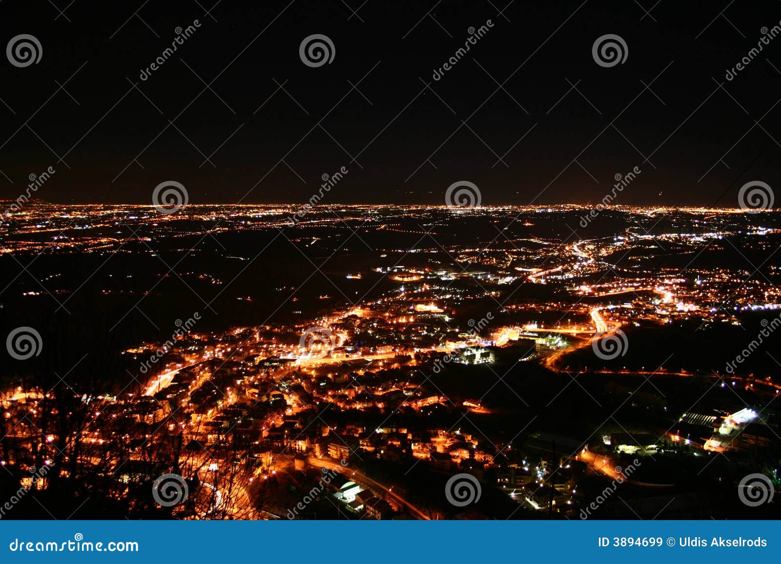 Night Flight City Lights in a Valley Stock Image - Image of mountain ...