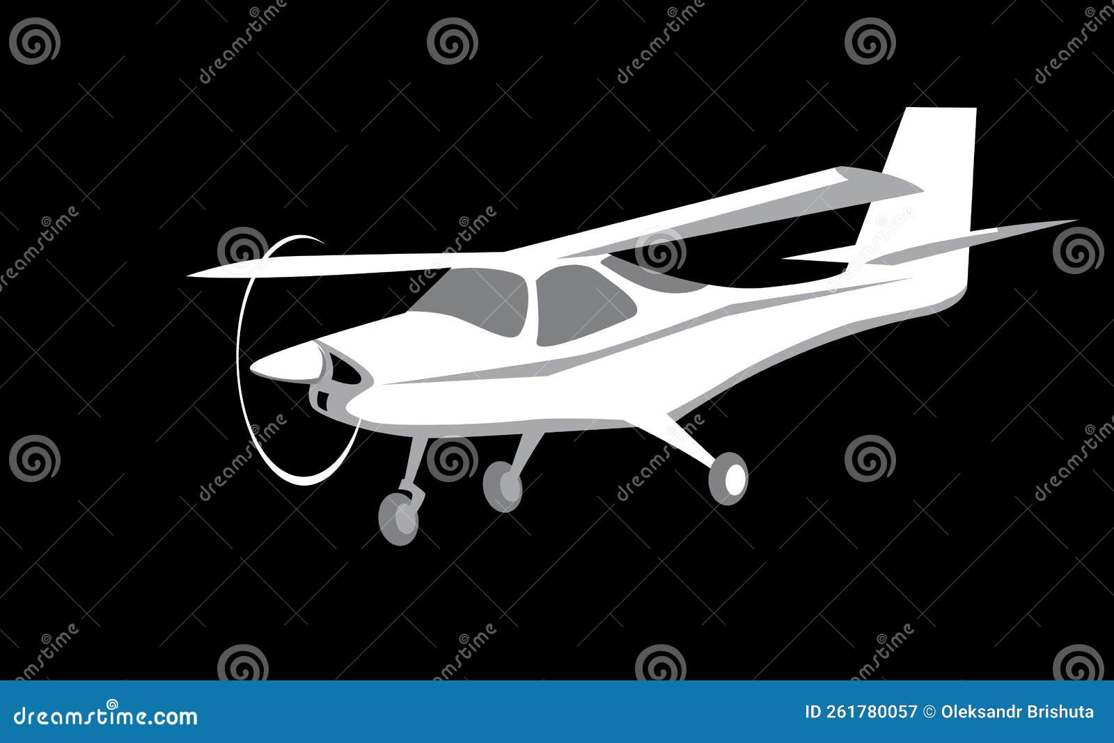 Night Flight. Lone Small Plane in the Night Sky Stock Illustration ...