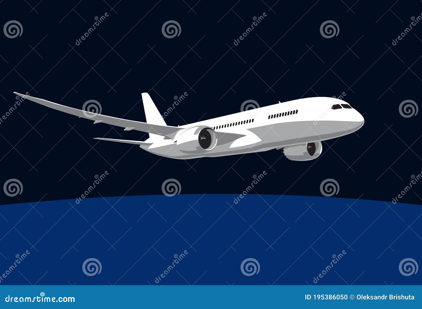 Boeing 787 Dreamliner. Night Flight. Modern Jet Airplane in the Night ...