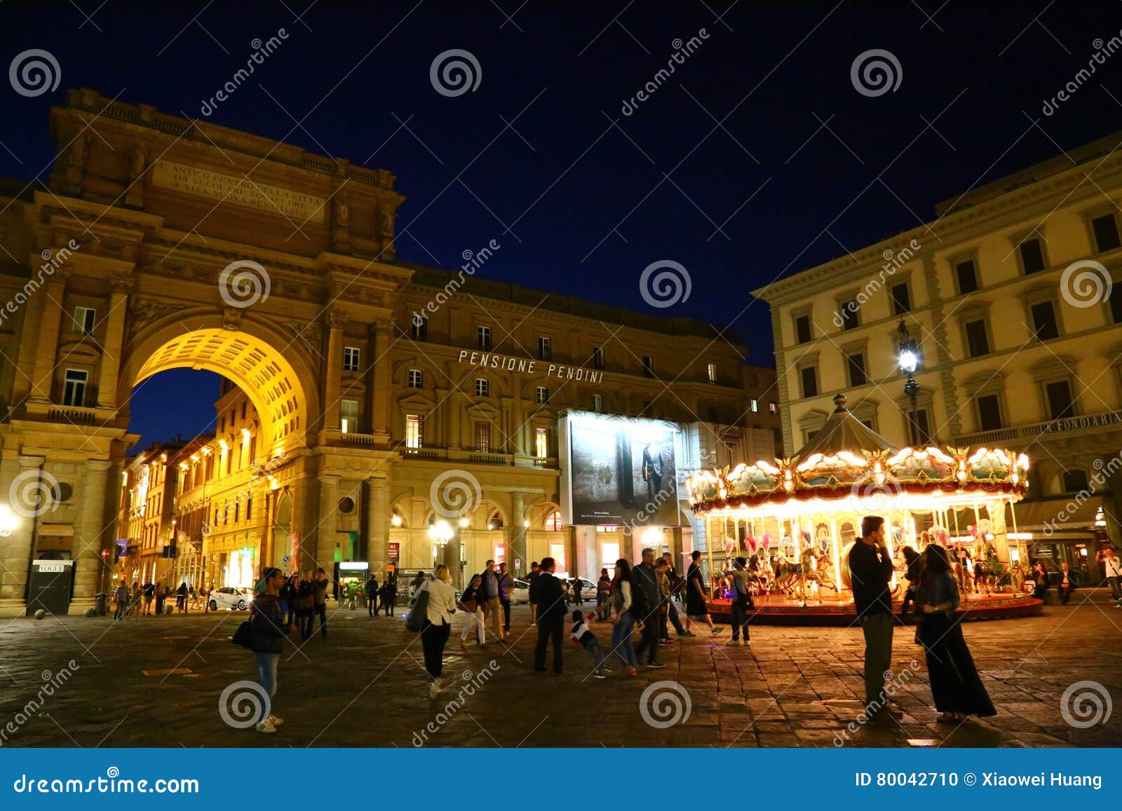 Night in florence editorial image. Image of lights, merrygoround - 80042710