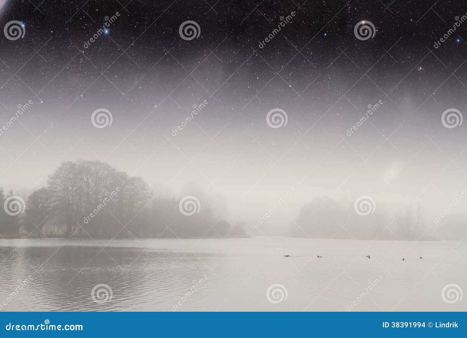 Night fog . stock photo. Image of nature, stars, river - 38391994