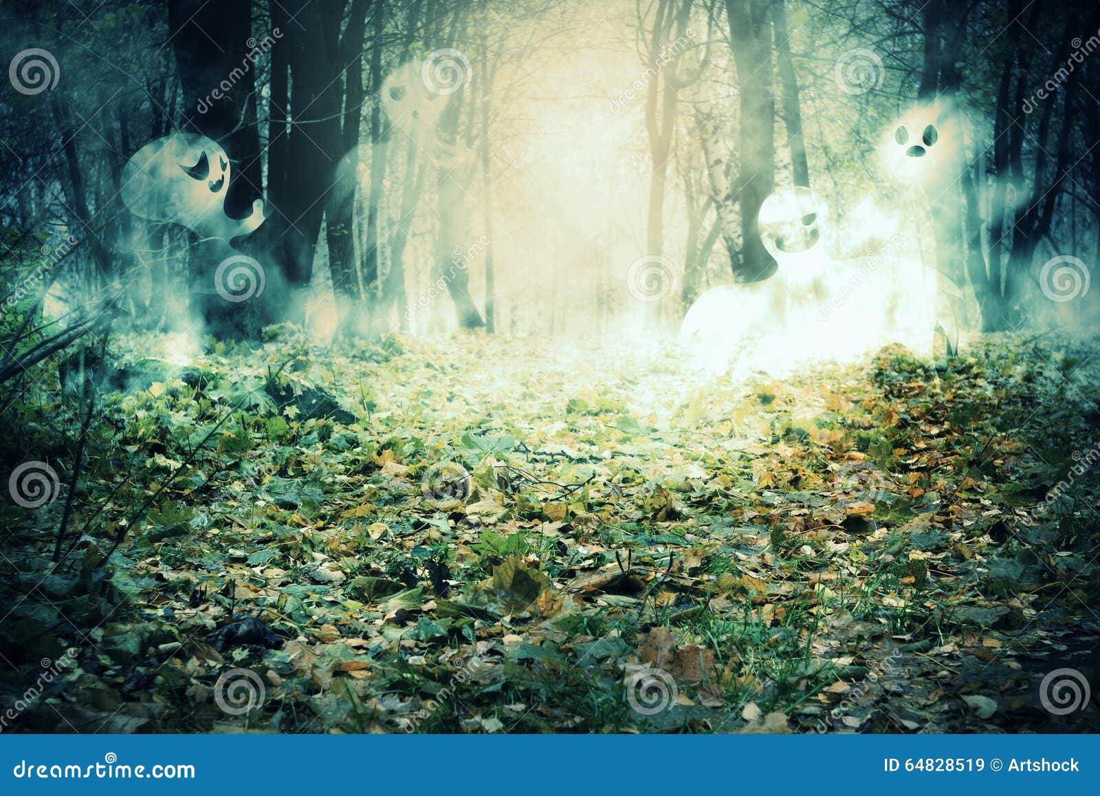 Night Foggy Ghosts stock illustration. Illustration of ghost - 64828519