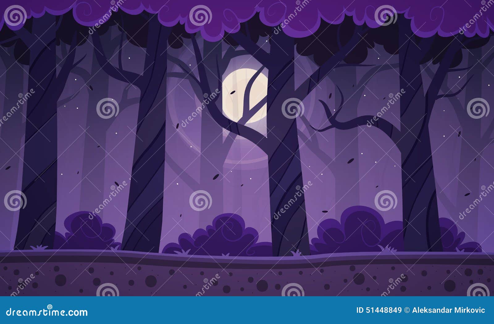 Cartoon Dark Forest Background