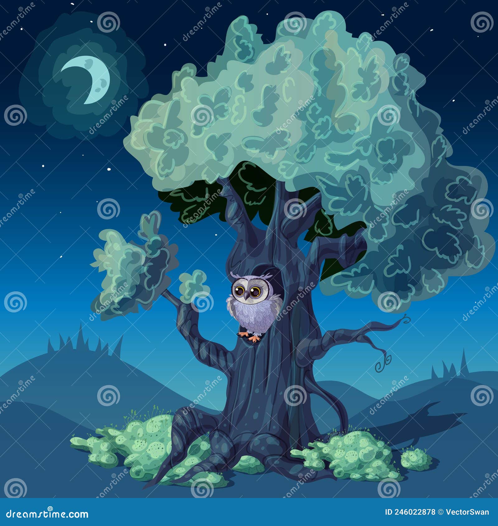 Night Forest Design stock vector. Illustration of deciduous - 246022878