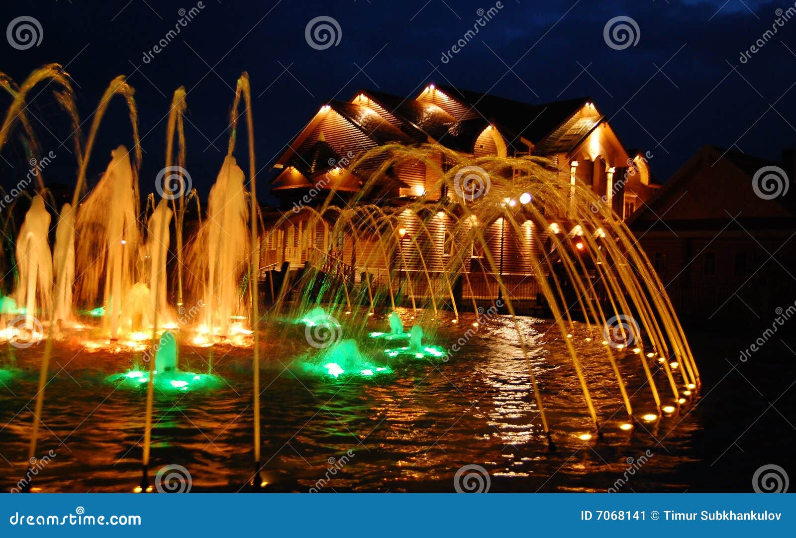 Night fountain stock image. Image of water, arts, sity - 7068141